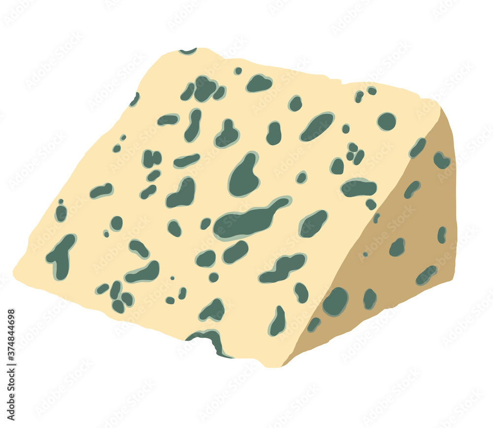A slice of blue cheese. Color vector graphics. Dairy and cheese ...