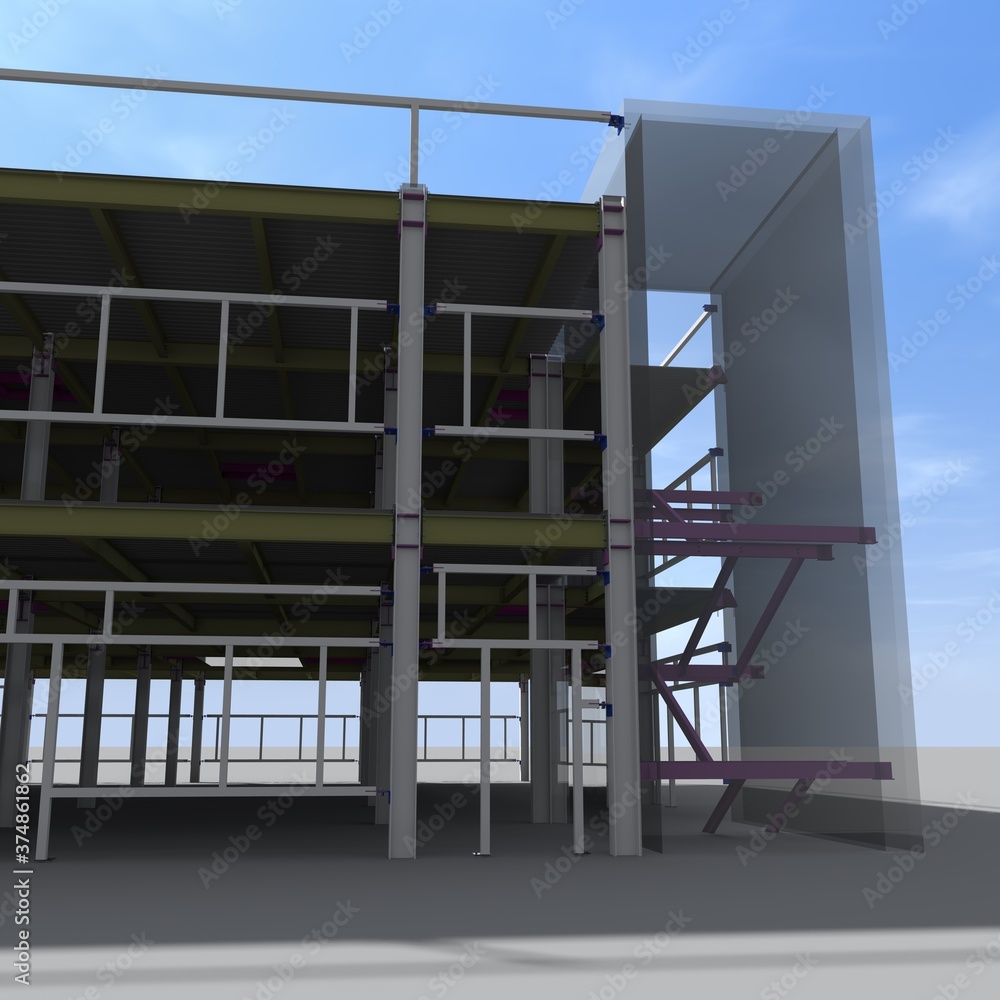 The frame of the building structure is made using Building Information ...