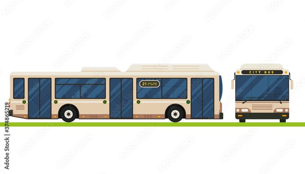 Modern bus vector flat design. Public transport vehicle, city transit ...