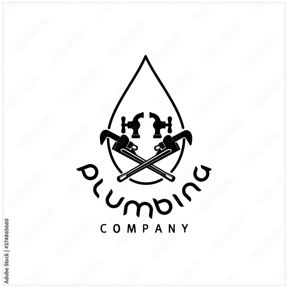 Vetor de Simple Plumbing Tools And Valve with Isolated Water Drop for ...