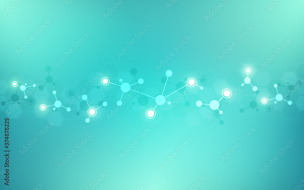 Abstract background of molecules. Molecular structures or DNA strand ...