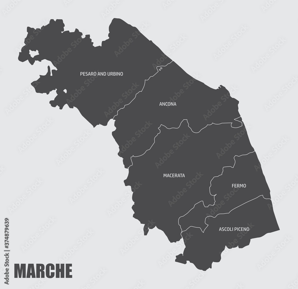 Marche region map Stock Vector | Adobe Stock