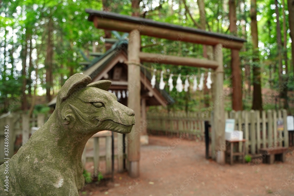 Foto de Komainu (shrine guardian dog statues) at Hotosan Jinja Shrine ...