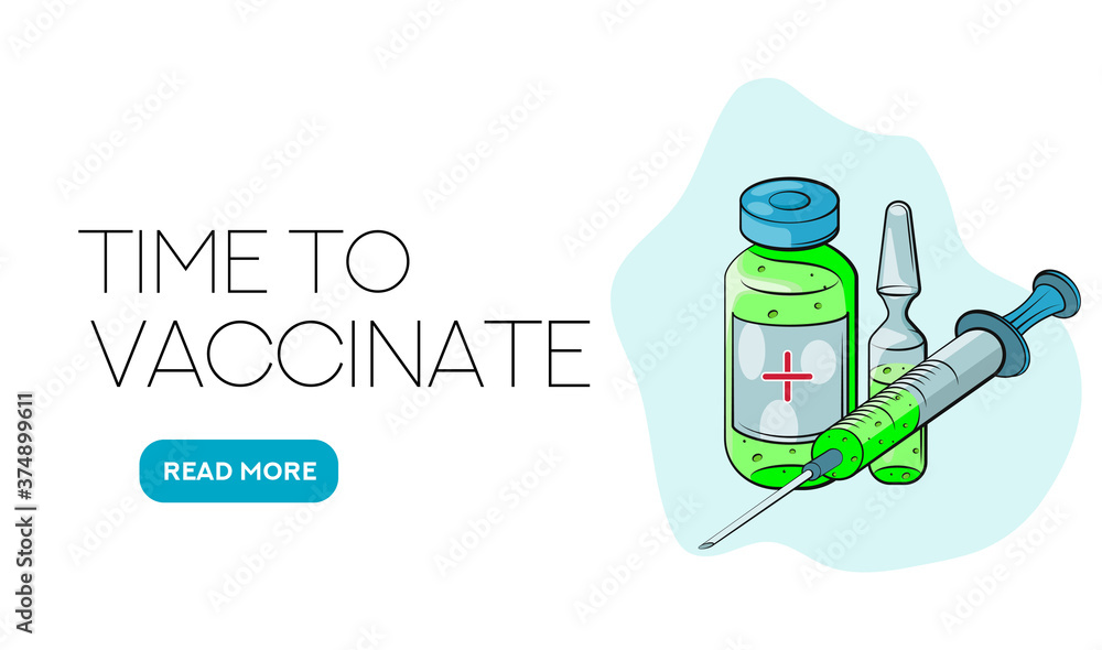 Time to vaccinate. Landing page template. Flat cartoon concept for web ...