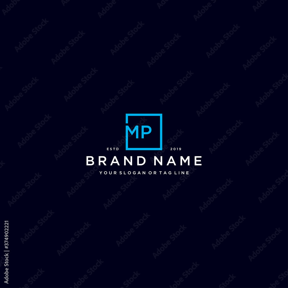 letter MP with a square design vector Stock Vector | Adobe Stock