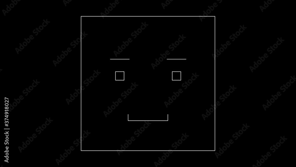 PNG Alpha.Square Smile robot symbol.Shape animation 2D graphic HUD ...