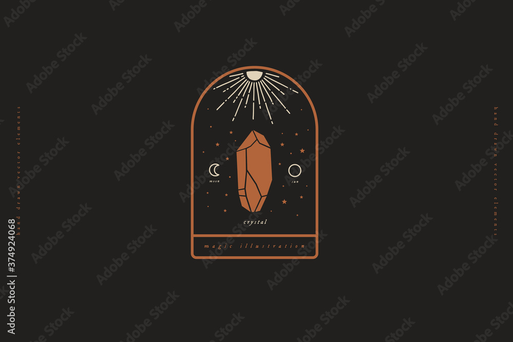 Mystical symbol for spiritual practices. Crystal quartz sparkle. Occult ...