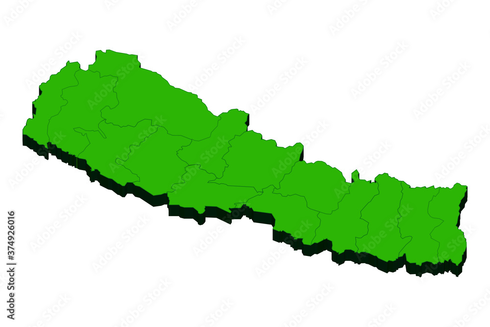 Vetor de 3D map illustration of Nepal do Stock | Adobe Stock