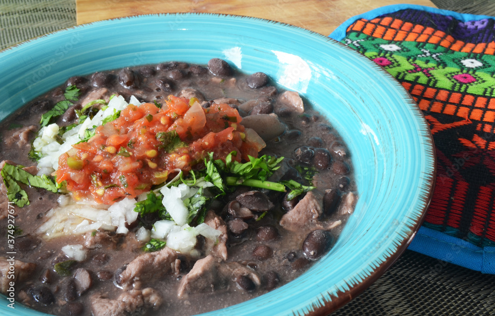 Fotografia do Stock: close up comida mexicana frijol con puerco, comida ...