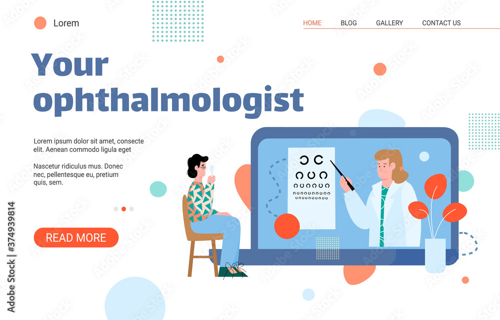 Website or landing page template for ophthalmologist cabinet with ...