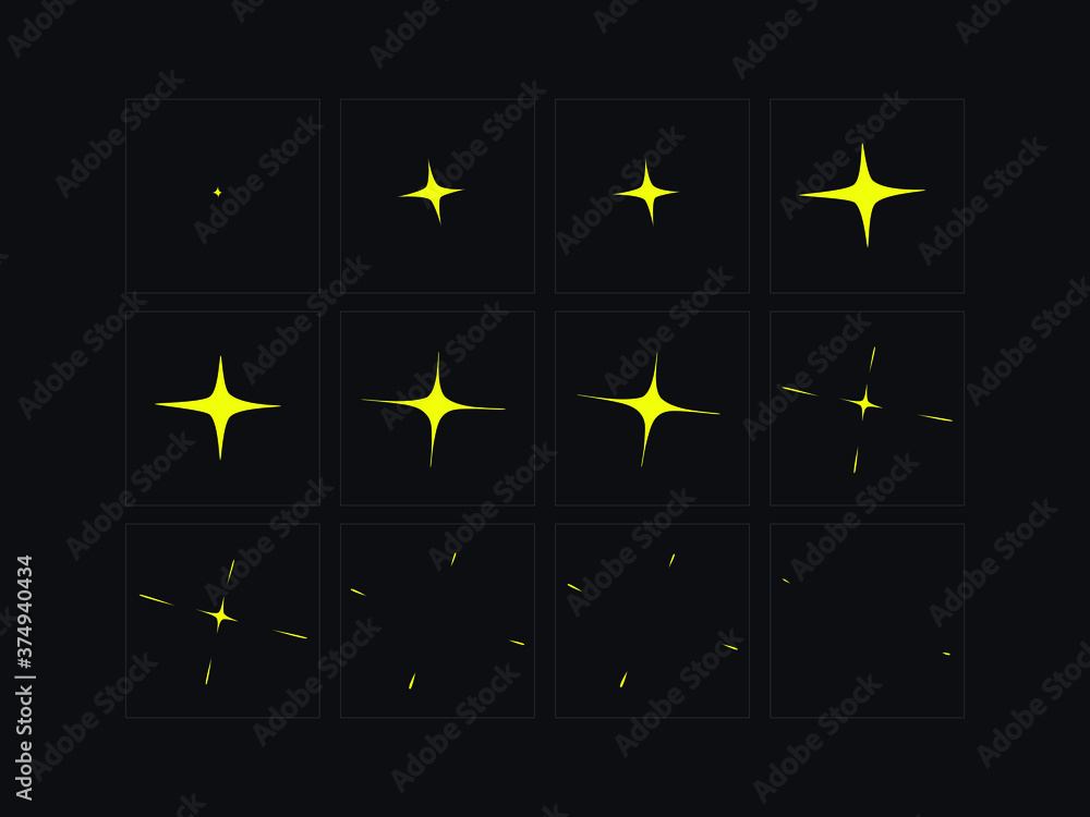 Shine VFX animation frame. Shine effect for video games, cartoon ...