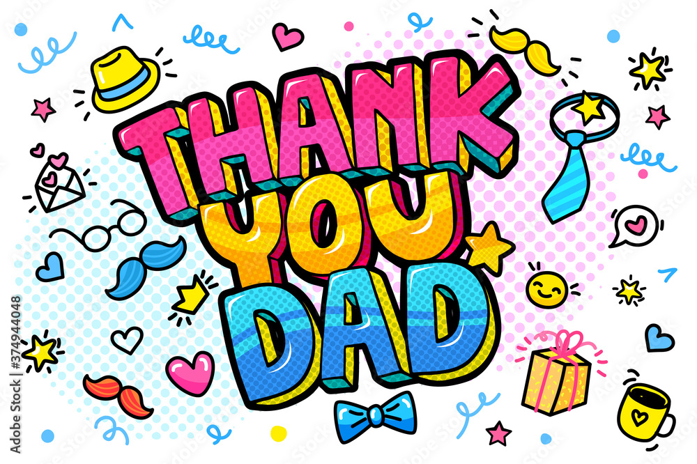 Thank you dad message in pop art style Stock Vector | Adobe Stock