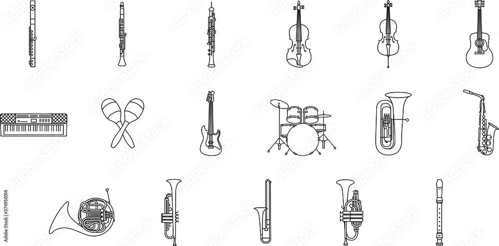 Musical Instruments Illustrations Icons Symbols Stock Vector | Adobe Stock
