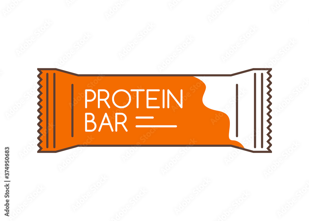 Protein bar icon. Protein snack chocolate energy mockup. Vector flat ...