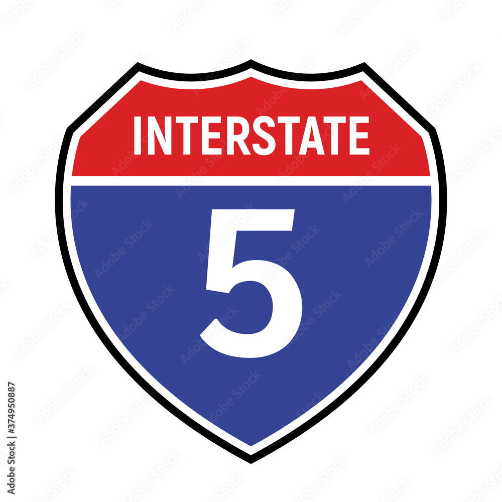 5 route sign icon. Vector road 5 highway interstate american freeway symbol Stock-Vektorgrafik ...