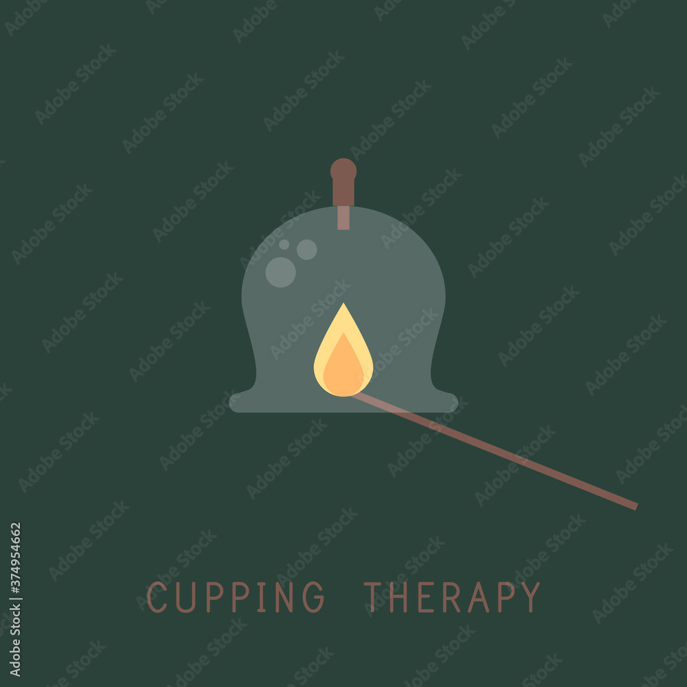 Cupping therapy sign vector illustration. Massage jars for face and ...