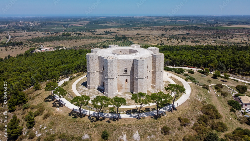 Photo Aerial view of the Castel del Monte in Southern Italy - Octogonal ...