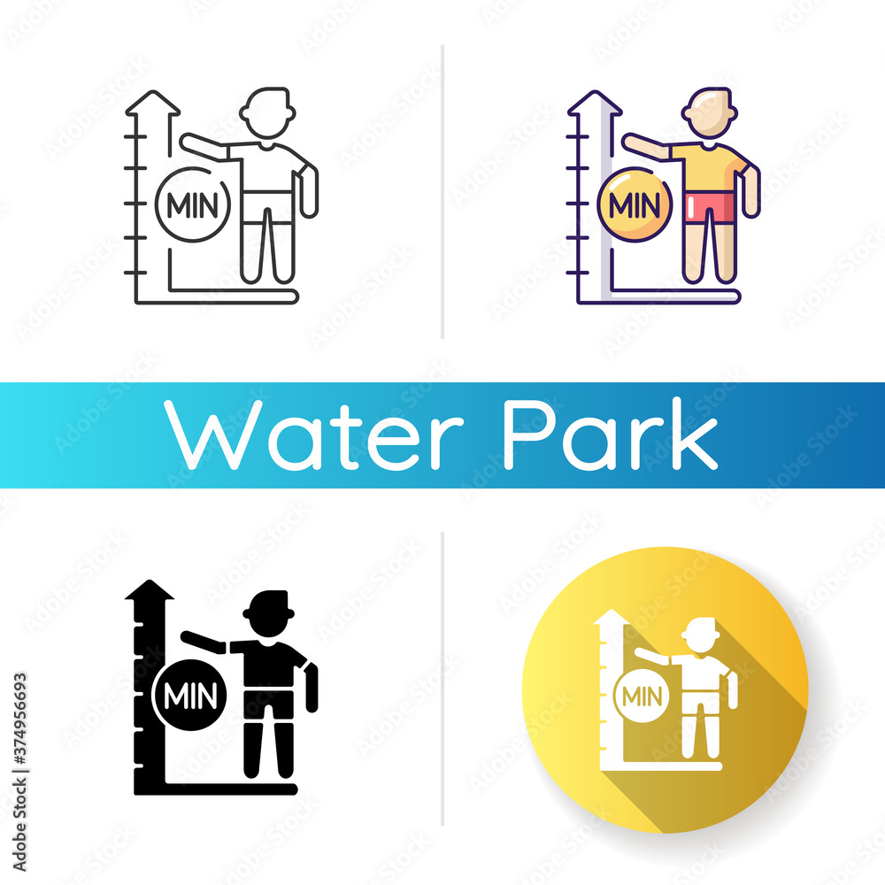 Height limit icon. Linear black and RGB color styles. Waterpark safety ...