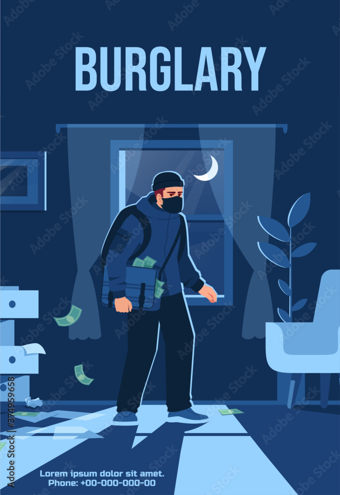 Burglary social media post mockup. Advertising web banner design ...