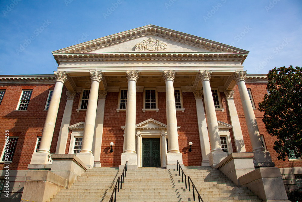Entrance and the outside stairs of Maryland State Capitol (State house ...
