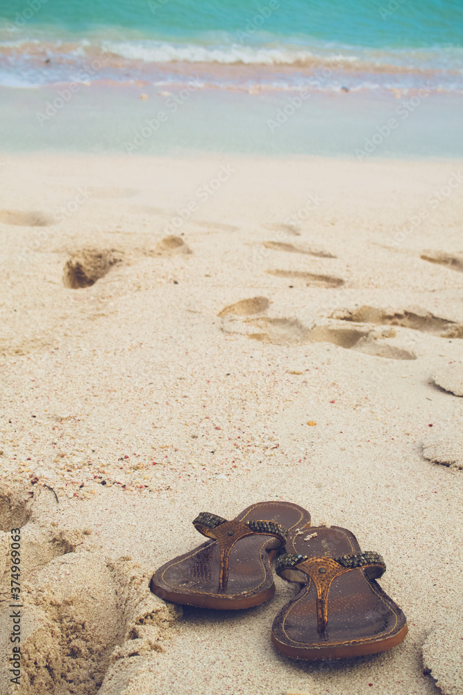flip flops on the beach in Aruba baby beach aruba in the caribbean ...
