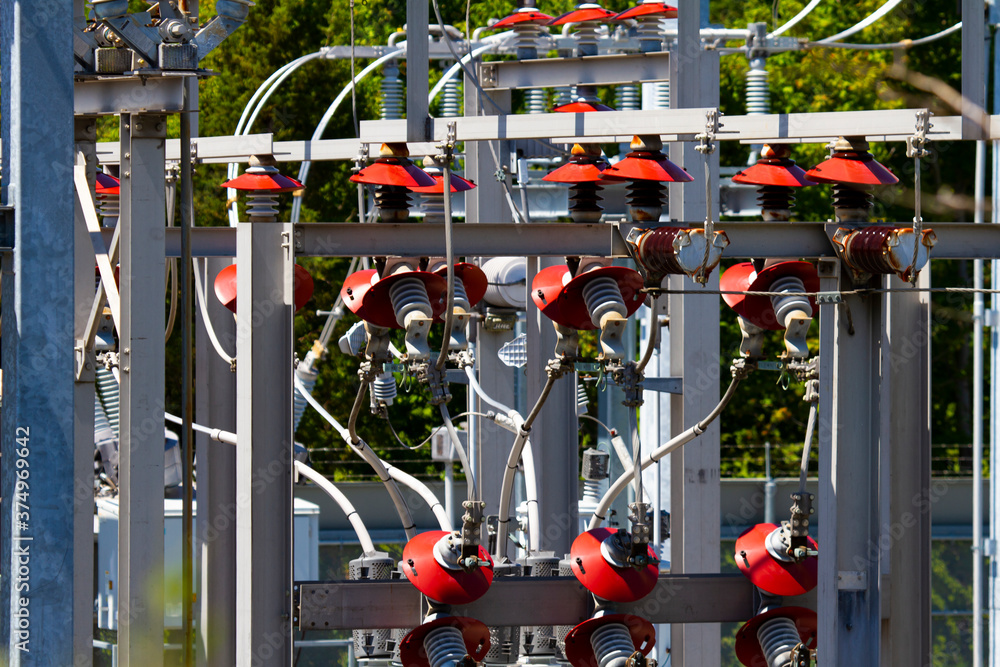 Image of a voltage transformer substation, the facility where high ...