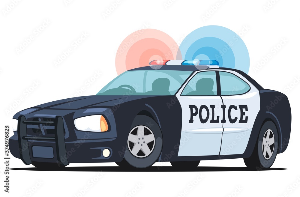 Isolated, detailed three-dimensional image of patrol car, vehicle with ...