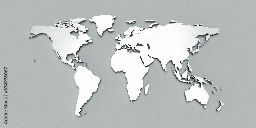 World map metal silver texture. 3D illustration Stock Illustration ...