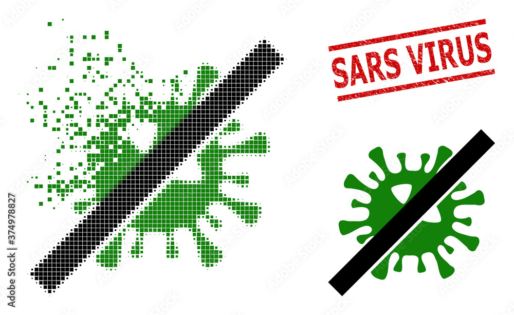 No SARS virus icon in sparkle, dotted halftone style and Sars Virus ...