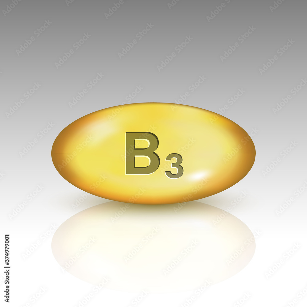 Vitamin B3. vitamin drop pill Stock Vector | Adobe Stock