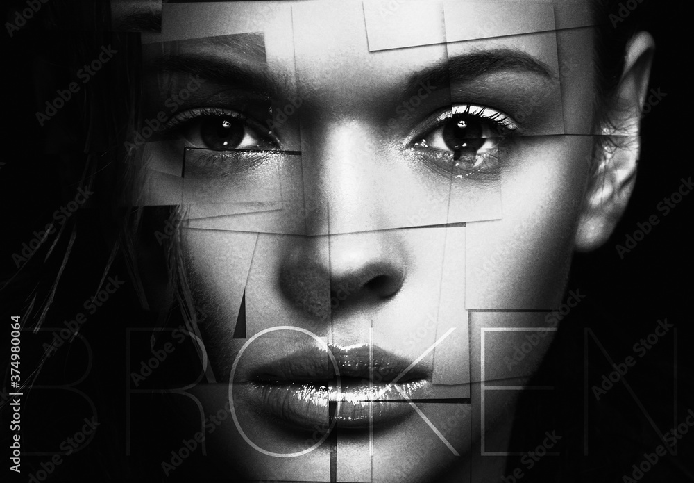 Cut Out Pieces Photo Effect Mockup Stock Template | Adobe Stock