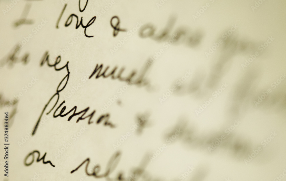 Cursive writing - words of love in a handwritten love note Stock Photo ...
