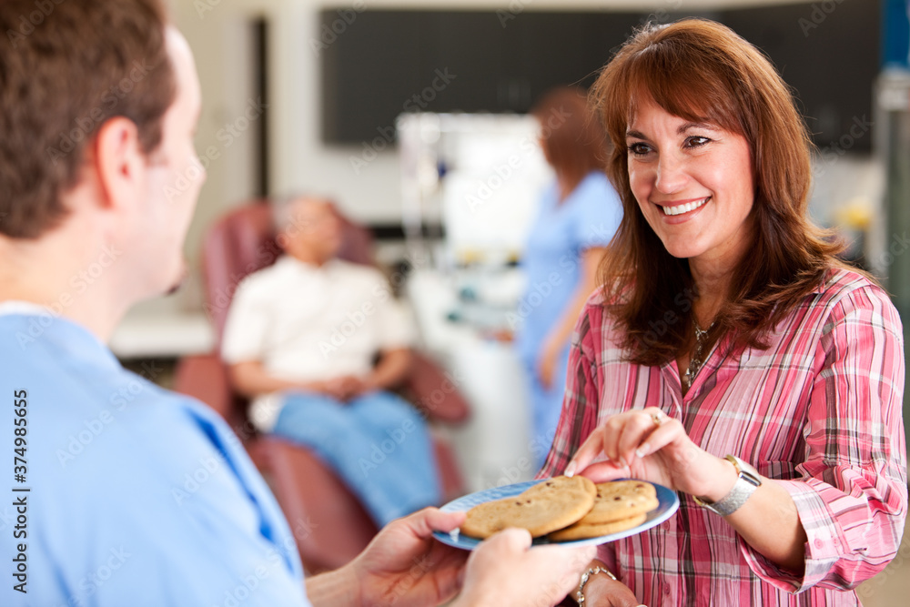 Blood Bank: Blood Donor Takes Cookie After Donation Stock Photo | Adobe ...