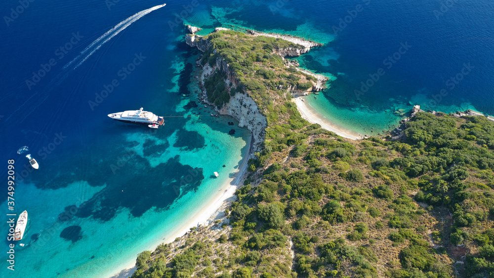 Aerial photo taken by drone of Caribbean tropical exotic steep cliff ...