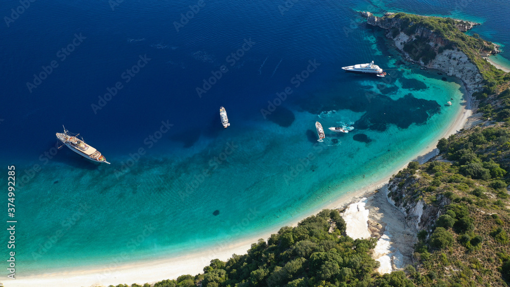 Aerial photo taken by drone of Caribbean tropical exotic steep cliff ...