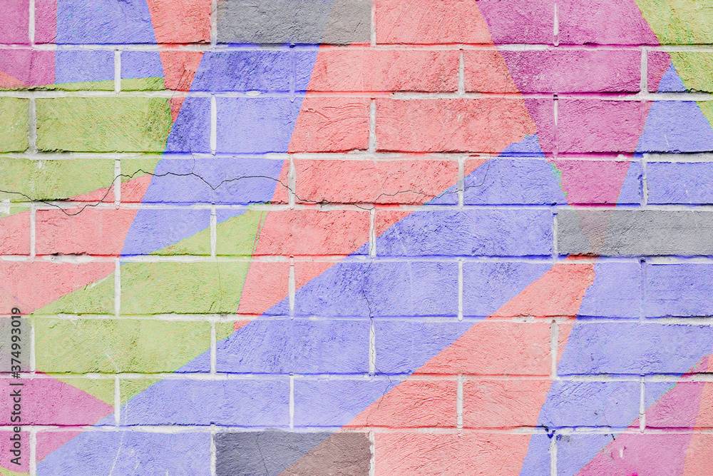 Cracked and scratched wall with graffiti. Abstract detail of urban ...