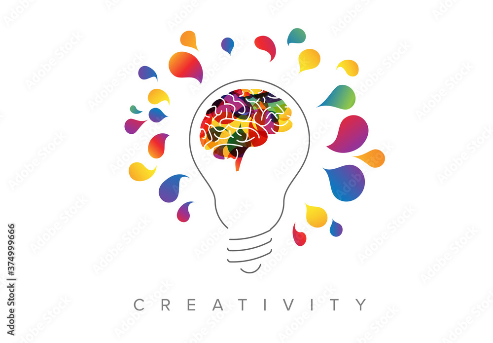 Thinking Concept Illustration with Light Bulb Silhouette and Colorful ...