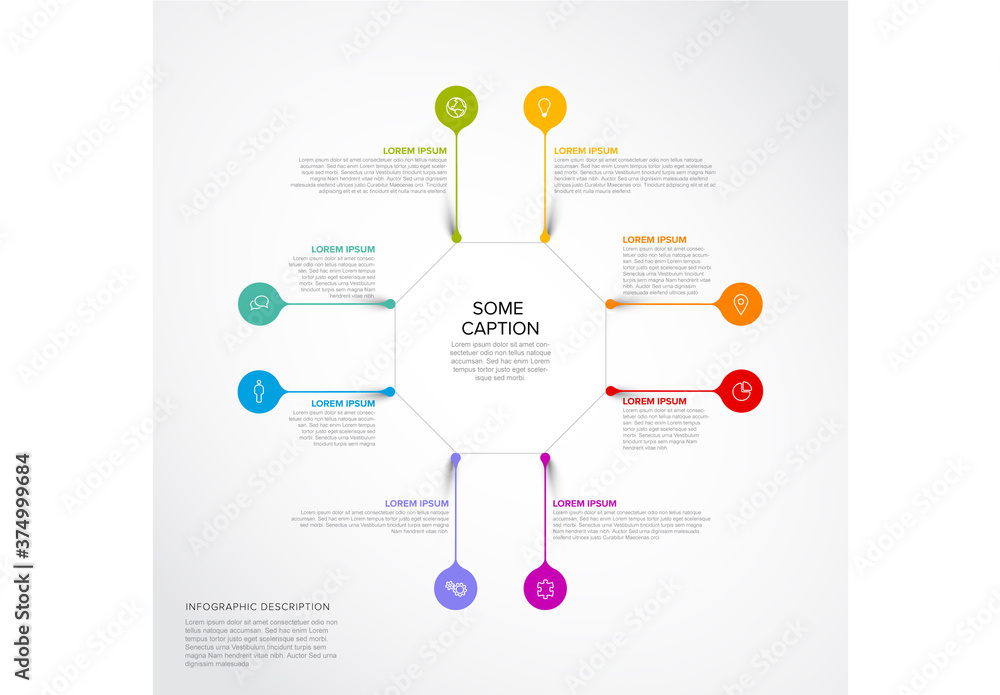 8 Elements Infographic with Droplet Pointers Stock Template | Adobe Stock