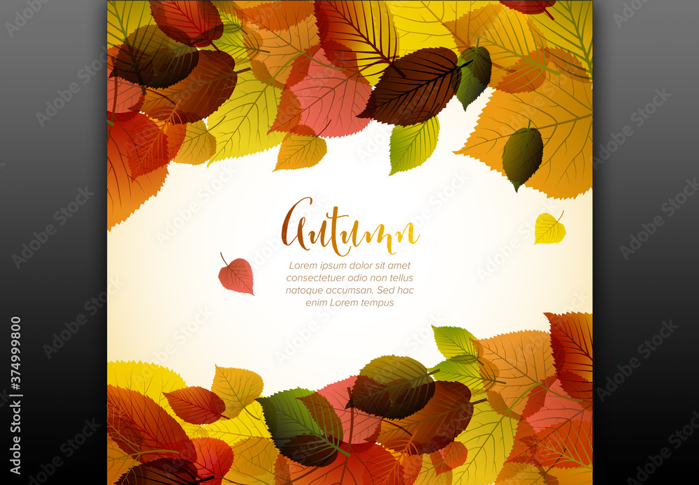 Autumn Leaves Background Digital Flyer Layout Stock Template | Adobe Stock