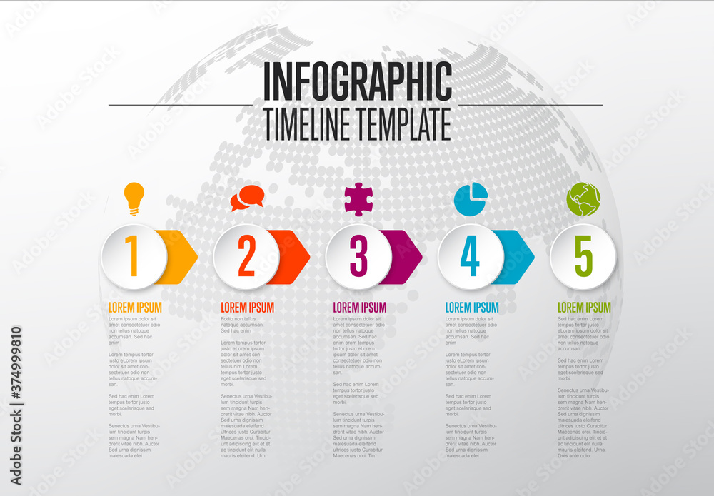 5 Simple Color Steps Process Infographic Layout Stock Template | Adobe ...
