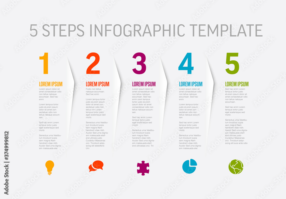 5 Simple Color Steps Process Infographic Layout Stock Template | Adobe ...