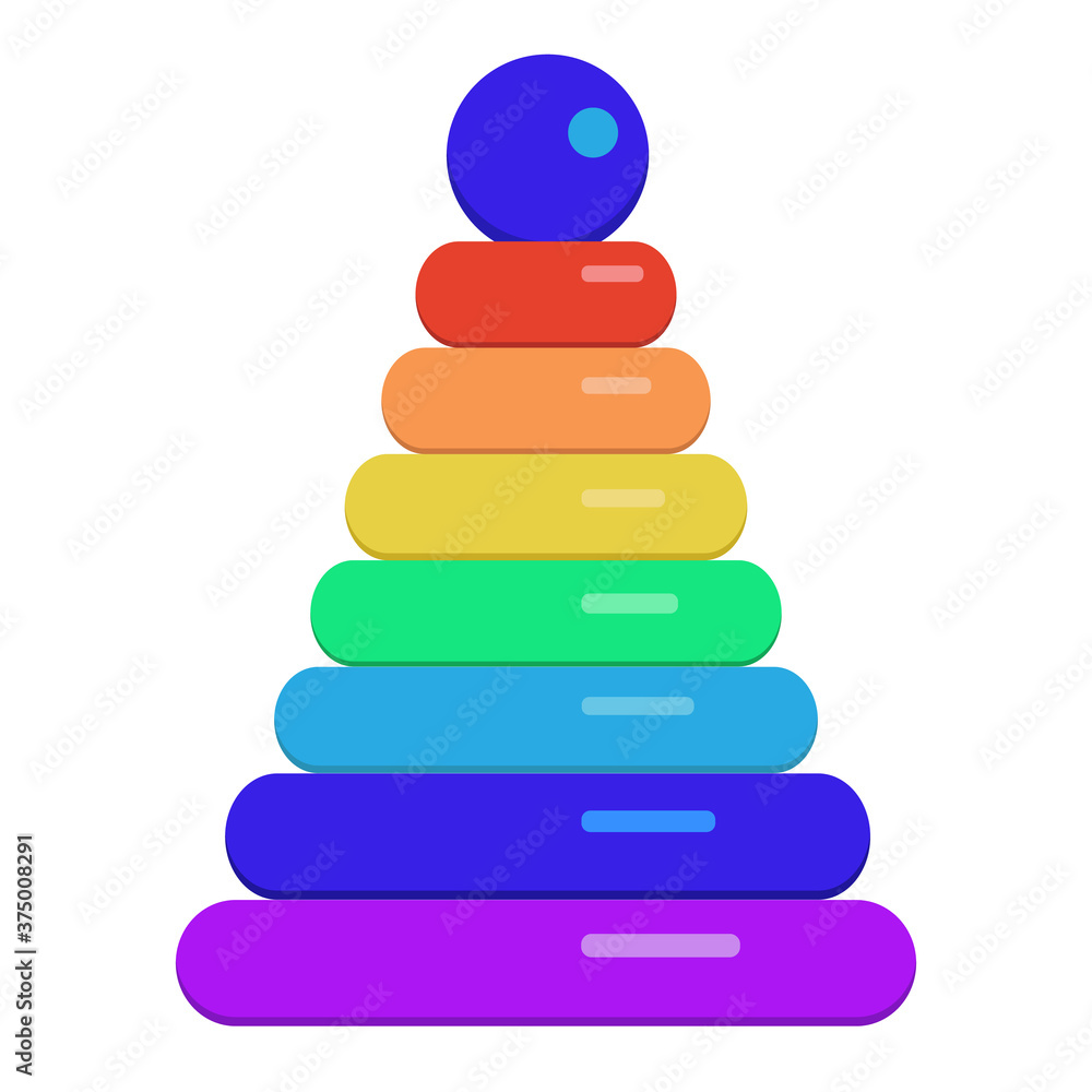 Toy pyramid with colored rings for early child development and kids ...
