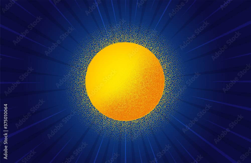 Abstract dotwork sun background. Radial sunburst banner with dotted ...