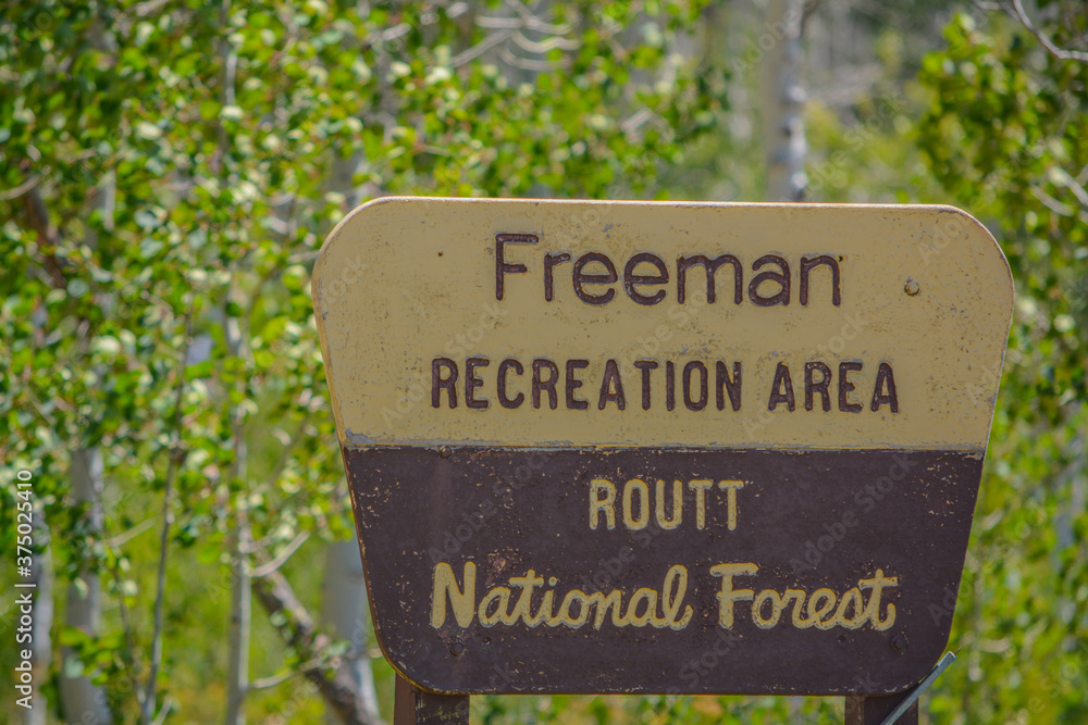 The Freeman Recreation Area and Routt National Forest Sign in Colorado ...