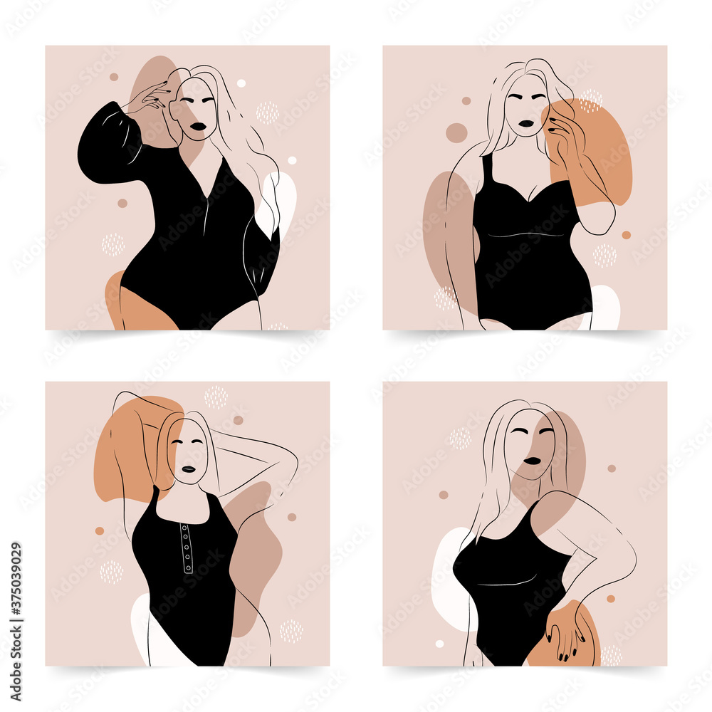 Body Positive Abstract Minimalistic Female Figure Linear Elegant