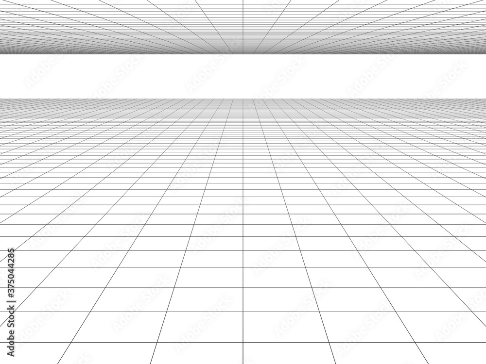 3D illustration background, perspective, perspective of a square cube ...