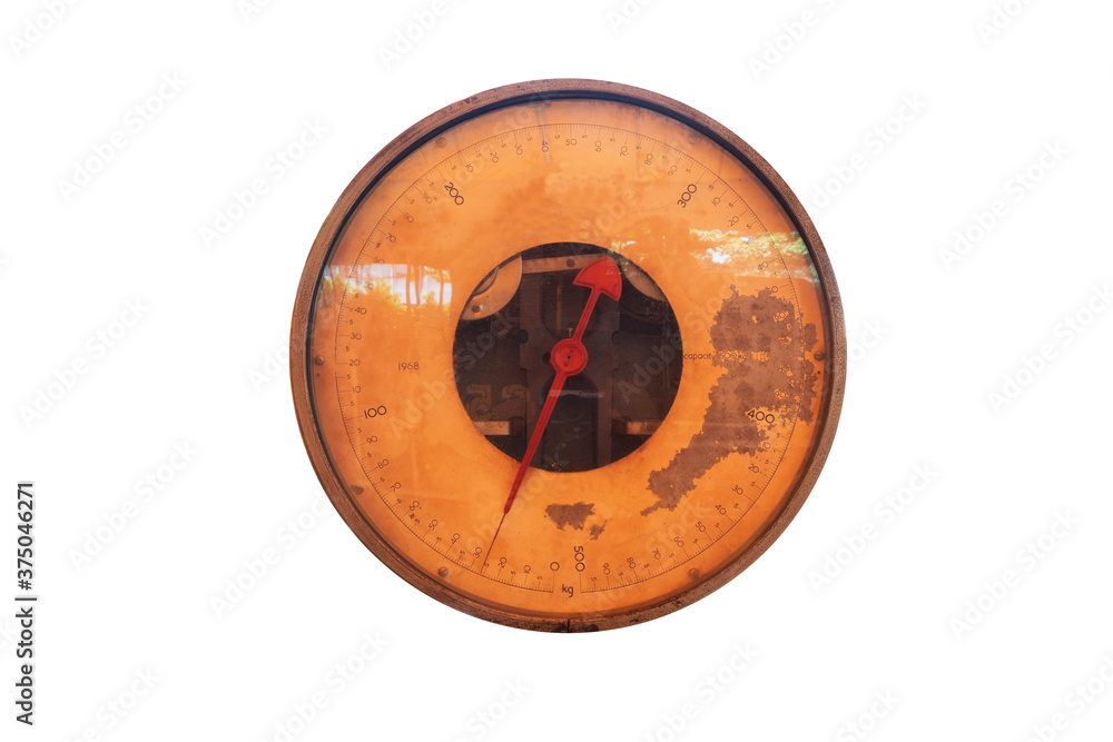 old scale of balance over 50 years ago at train station, capactity 500 ...