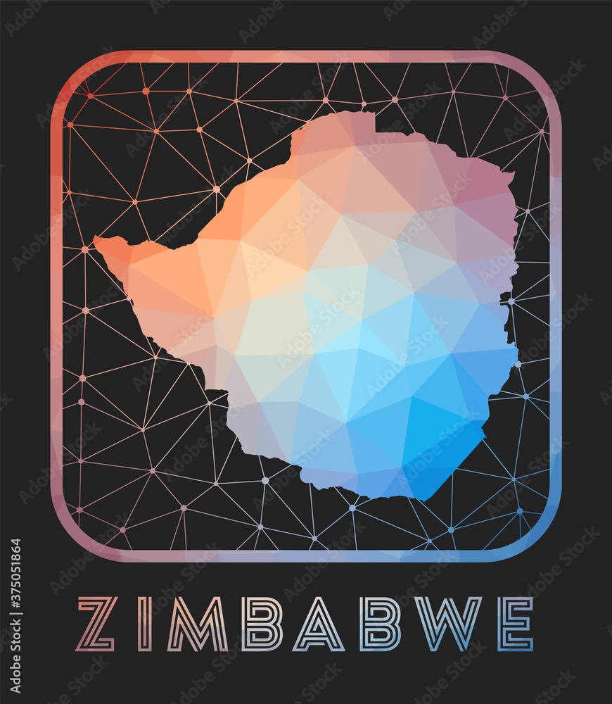 Zimbabwe map design. Vector low poly map of the country. Zimbabwe icon ...