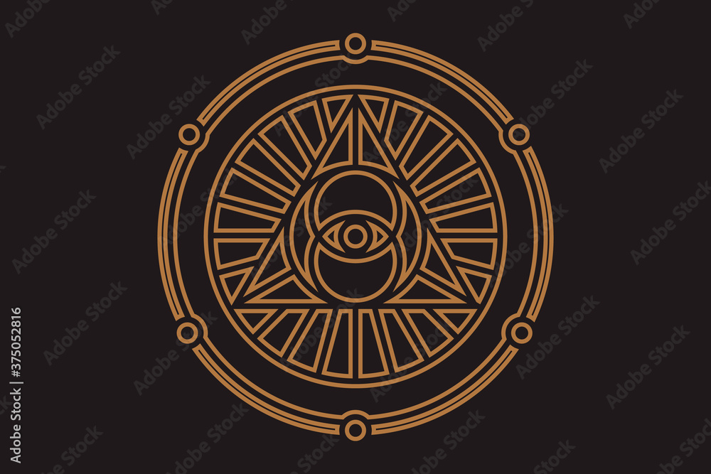 All-seeing eye of god in sacred geometry triangle, masonic sign and ...