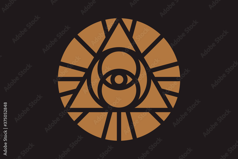 All-seeing eye of god in sacred geometry triangle, masonic sign and ...